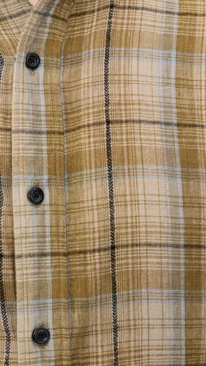 Billy Reid Dobby Plaid Linen Cedar Button Down Shirt - Olive Multi