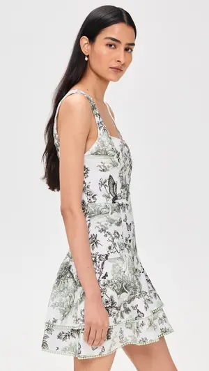Alice + Olivia Miriam Sweetheart Drop Waist Tiered Mini Dress - Daybreak