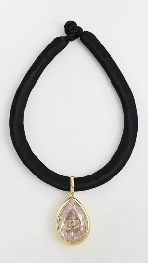 MAYAMAR Statement Teardrop Cord Necklace - Crystal