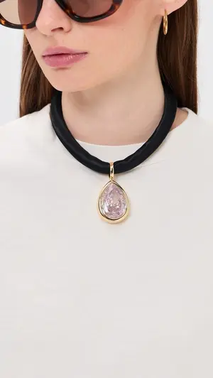 MAYAMAR Statement Teardrop Cord Necklace - Crystal