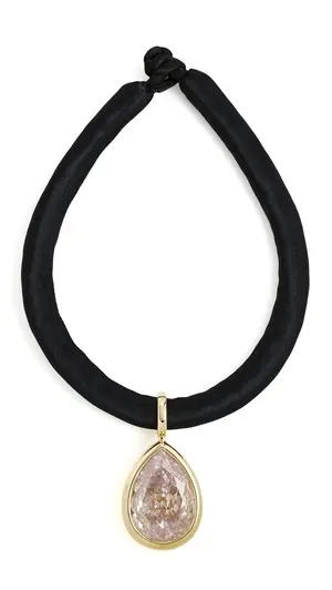 MAYAMAR Statement Teardrop Cord Necklace - Crystal