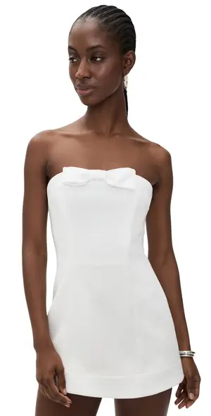 Alice + Olivia Katya Sculpted Bow Romper - Off White