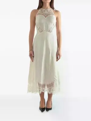 TWINSET Lace-trim Sleeveless Midi Dress - Neutrals