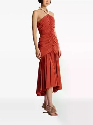 Balmain Ruched Halterneck Midi Dress