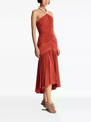Balmain Ruched Halterneck Midi Dress