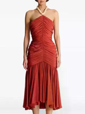 Balmain Ruched Halterneck Midi Dress