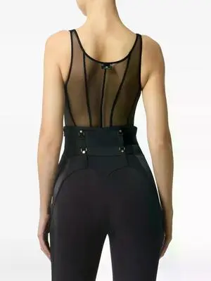 Elisabetta Franchi Bodysuit In Tulle Fabric With Micro-mesh Texture