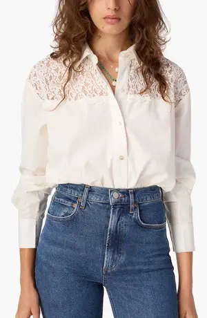 Cami Nyc Silas Lace Yoke Cotton Poplin Shirt
