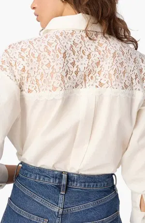 Cami Nyc Silas Lace Yoke Cotton Poplin Shirt