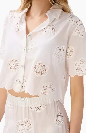 Cami Nyc Xana Floral Embroidery Woven Crop Top