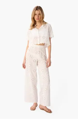 Cami Nyc Xana Floral Embroidery Woven Crop Top
