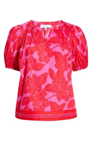 SUGARLIPS Floral Cotton Puff Sleeve Top
