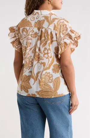 SUGARLIPS Nadya Floral Short Sleeve Button-up Shirt