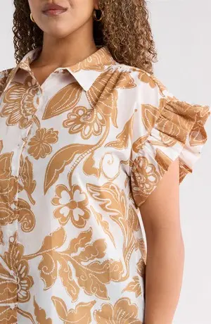 SUGARLIPS Nadya Floral Short Sleeve Button-up Shirt