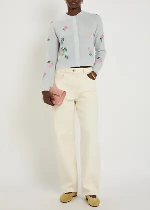 Bernadette Floral Intarsia Wool-blend Cardigan - Blue