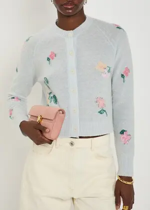 Bernadette Floral Intarsia Wool-blend Cardigan - Blue