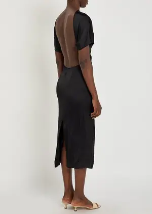 Tove Satin Midi Dress With Open Back