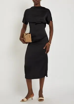 Tove Satin Midi Dress With Open Back