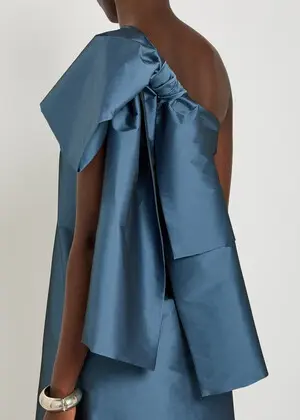 Bernadette Winnette Bow-appliquéd Taffeta Mini Dress - Mid Blu
