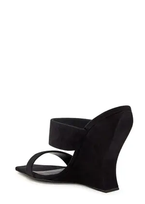 Alaïa Wave 110 Suede Wedge Mules - Black