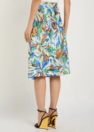 Rabanne Sequin-embellished Floral Midi Skirt - Multicoloured
