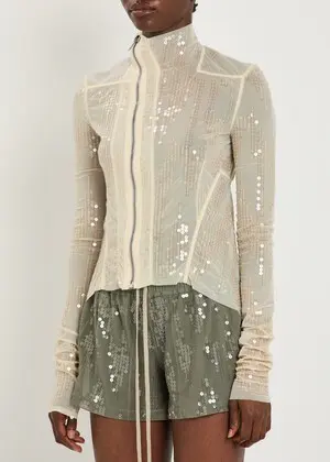 Rick Owens Embellished Mesh Jacket - Brown