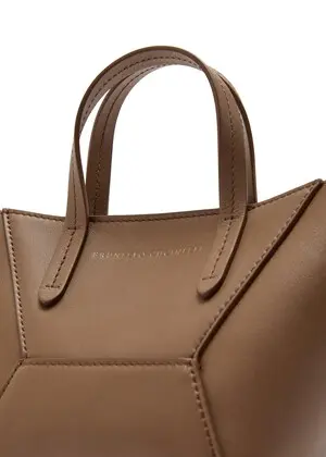 Brunello Cucinelli Beaded Leather Mini Tote - Brown