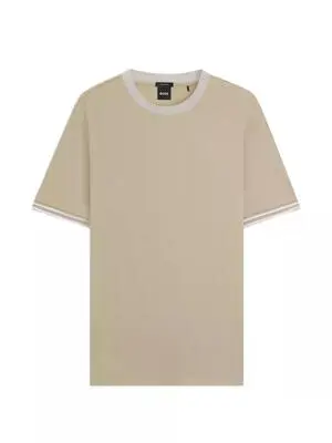 BOSS Contrast-tipping Slim-fit T-shirt In Mercerised Cotton
