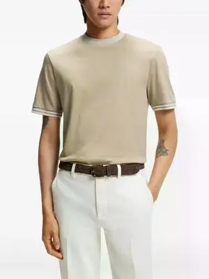 BOSS Contrast-tipping Slim-fit T-shirt In Mercerised Cotton