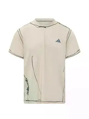 Adidas Sketch-print Logo T-shirt - Neutrals
