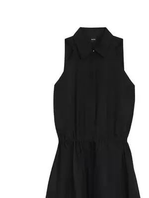 BOSS Drawcord-waist Dress In Cotton Poplin