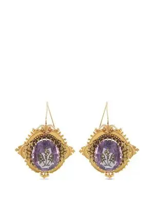 LB EXCLUSIVE 14k Yellow Floral Amethyst Earrings - Gold