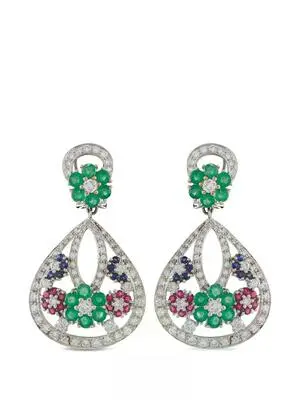 LB EXCLUSIVE Floral Diamond And Multi-stone Earrings - Silver