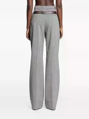 Prada Belted Straight-leg Trousers - Grey
