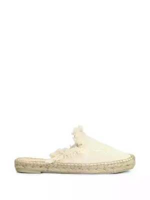 MC2 SAINT BARTH Fringe-trimmed Embroidered Mules