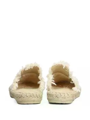 MC2 SAINT BARTH Fringe-trimmed Embroidered Mules