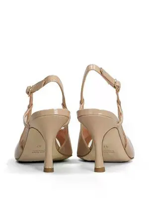 THE SELLER Patent-finish Crossover-strap Sandals