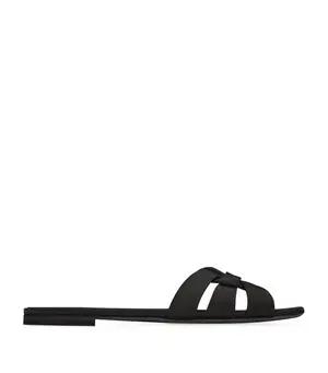 Saint Laurent Leather Tribute Slides - Black