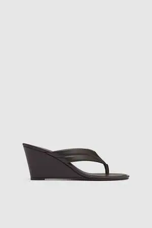 ST. AGNI Stitch Detail Thong Wedge - Coffee