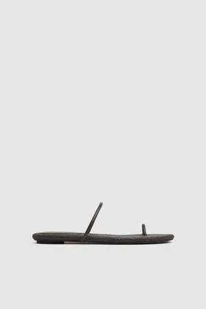 ST. AGNI Woven Minimal Slide Sandals - Coffee