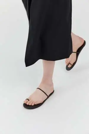 ST. AGNI Woven Minimal Slide Sandals - Coffee