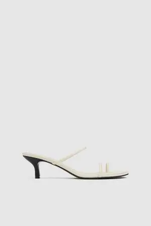 ST. AGNI Minimal Strap Kitten Heel Sandals - Ecru
