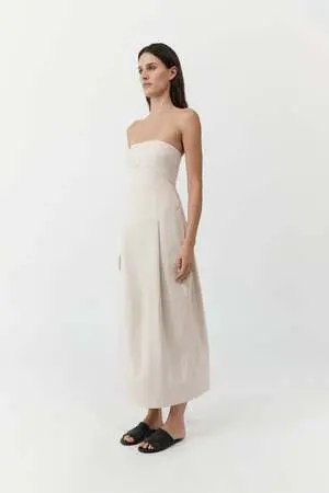 ST. AGNI Canvas Pleat Cocoon Dress