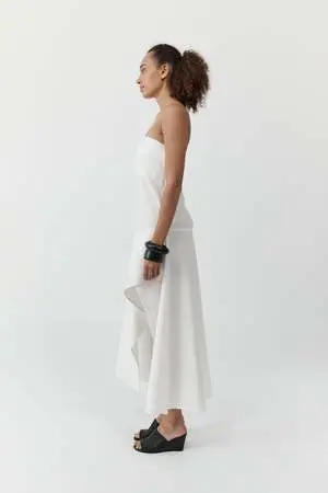 ST. AGNI Oxford Strapless Asymmetrical Dress