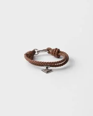Prada Braided Nappa Leather Bracelet Cognac
