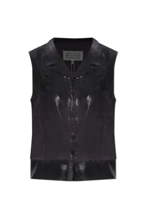 MAISON MARGIELA Sleeveless Viscose Top With Button Closure - Black