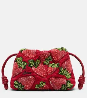 Loewe Paula's Ibiza Flamenco Mini Beaded Clutch - Red
