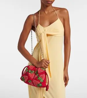 Loewe Paula's Ibiza Flamenco Mini Beaded Clutch - Red