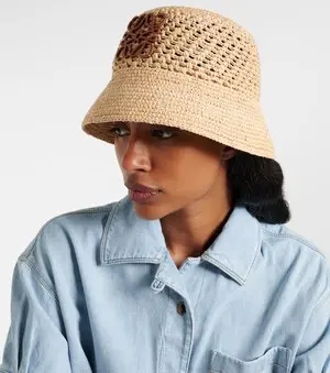 Loewe Anagram Raffia Bucket Hat