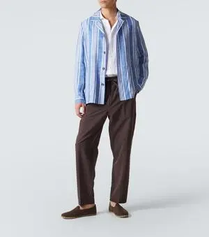 Fedeli Striped Linen Overshirt